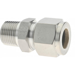 Parker Hannifin 1/2" Tube OD x 3/8-18 NPT Stainless Steel Compression ...