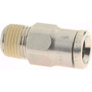 Norgren 1/4" Outside Diam, 1/8 BSPT, Nickel Plated Brass Push-to ...