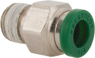 Parker Hannifin 1/4" Outside Diam, 1/8 NPTF, Nickel Plated Brass Push ...