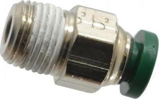Parker Hannifin 3/16" Outside Diam, 1/8 NPTF, Nickel Plated Brass Push ...