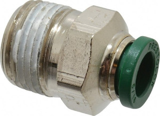 Parker Hannifin 5/16" Outside Diam, 3/8 NPTF, Nickel Plated Brass Push ...