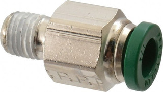 Parker Hannifin 1/4" Outside Diam, 1/16 NPTF, Nickel Plated Brass Push ...