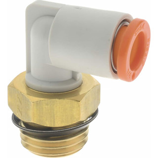 SMC Pneumatics 1/4" OD, 1/4 Universal, Brass/Polybutylene Push-to ...