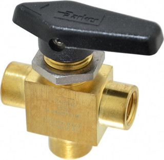 Parker Hannifin 1/4" Pipe, FNPT x FNPT x FNPT End Connections, Brass ...
