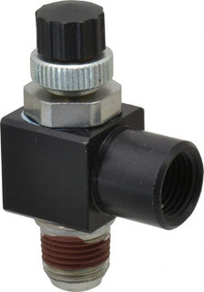 ARO Fluid Management 1/8" Male NPT x 1/8" Female NPT Right Angle Flow Control Valve 0 to 150 psi ...