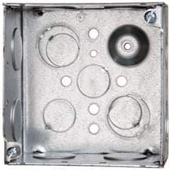 Crouse-Hinds 4 x 4 x 2-1/8" Steel Square Outlet Box 1 Gang, (12) 1/2, 3 ...