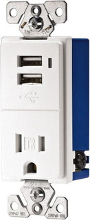 Cooper Wiring Devices 2 USB Port, 1 Receptacle, 125 VAC, 5 VDC USB ...