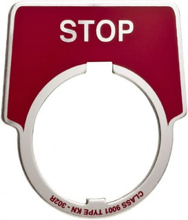 Schneider Electric Aluminum Legend Plate - Stop Red Background, 30mm ...