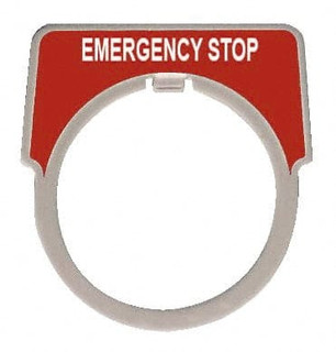 Square D Round, Aluminum Legend Plate - Emergency Stop Red Background ...