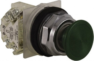Schneider Electric 30mm Mount Hole, Extended Straight, Pushbutton Switch with Contact Block ...