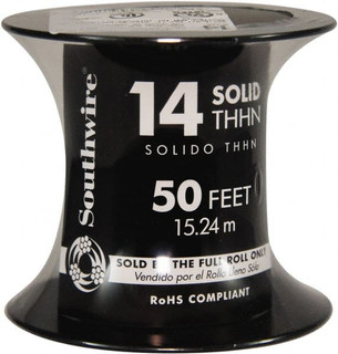 Southwire THHN/THWN, 14 AWG, 15 Amp, 50 ft. Long, Solid Core, 1 Strand ...