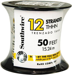 Southwire THHN/THWN, 12 AWG, 20 Amp, 50 ft. Long, Stranded Core, 19 ...