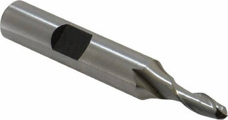 Hertel 3/16" Diam, 1/2" LOC, 2 Flute High Speed Steel Ball End Mill ...