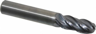 Kennametal 3/8" Diam, 7/8" LOC, 4 Flute Solid Carbide Ball End Mill ...