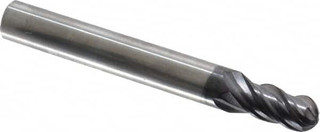 PROMAX Tools 7/32" Diam, 3/8" LOC, 4 Flute Solid Carbide Ball End Mill ...