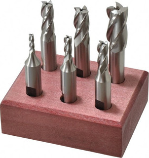 Hertel 1/8 to 1/2", 4 Flute End Mill Set Uncoated, High Speed Steel, 3/ ...