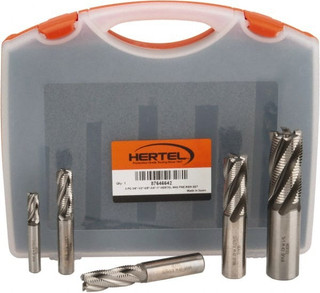 Hertel 3/8 to 1", 4 Flute Roughing Square End Mill Set Uncoated, Cobalt ...