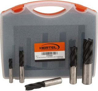 Hertel 3/8 to 1", 4 Flute Roughing Square End Mill Set TiAlN Coating ...