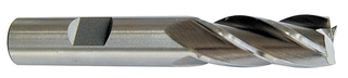 Precise 1/2" Mill x 1/2" Shank H.S.S. 4 Flute Single-End Center Cut End ...