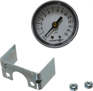 Ashcroft 2" Dial, 1/4 Thread, 0-15 Scale Range, Pressure Gauge Center ...
