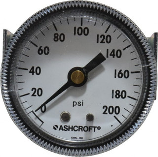 Ashcroft 2" Dial, 1/4 Thread, 0-200 Scale Range, Pressure Gauge Center ...