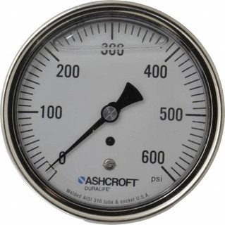 Ashcroft 3-1/2" Dial, 1/4 Thread, 0-600 Scale Range, Pressure Gauge ...
