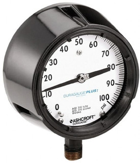 Ashcroft 4-1/2" Dial, 1/4 Thread, 30-0-30 Scale Range, Pressure Gauge ...