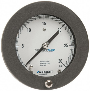 Ashcroft 4-1/2" Dial, 1/4 Thread, 0-30 Scale Range, Pressure Gauge ...
