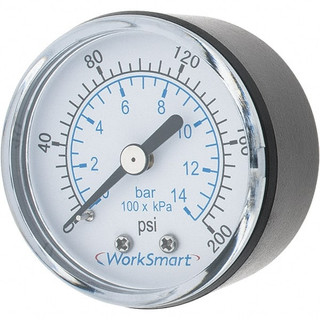 Value Collection 2" Dial, 1/4 Thread, 0-200 Scale Range, Pressure Gauge ...