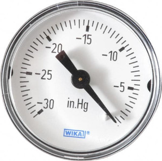 WIKA 1-1/2" Dial, 1/8 Thread, 30-0 Scale Range, Pressure Gauge Center ...