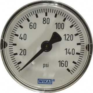 WIKA 2" Dial, 1/4 Thread, 0-160 Scale Range, Pressure Gauge Center Back ...