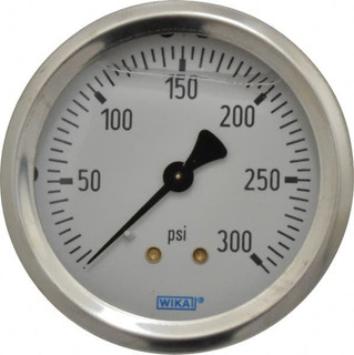 WIKA 2-1/2" Dial, 1/4 Thread, 0-300 Scale Range, Pressure Gauge Center ...