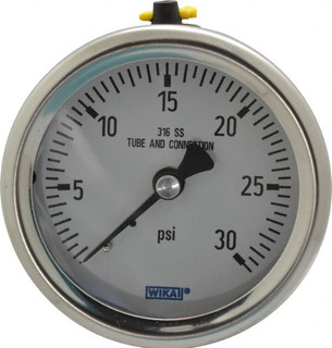 WIKA 2-1/2" Dial, 1/4 Thread, 0-30 Scale Range, Pressure Gauge Center ...