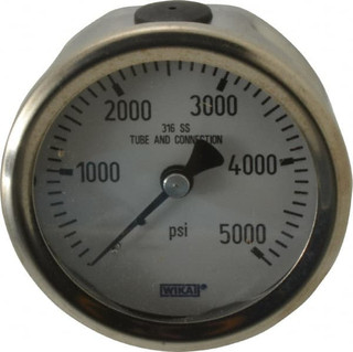 WIKA 2-1/2" Dial, 1/4 Thread, 0-5,000 Scale Range, Pressure Gauge ...