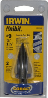 IRWIN 2 Hole Sizes, 7/8 to 1-1/8" Hole Diam Cobalt Step Drill Bit 1/2 ...