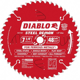 Diablo Tools Wet & Dry Cut Saw Blade: 7-1/4" Dia, 5/8" Arbor Hole, 0. ...