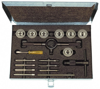 Cle-Line Tap & Die Set: #4-40 to 1/4-20 Taps, #4-40 to 1/4-20 Dies, UNC ...