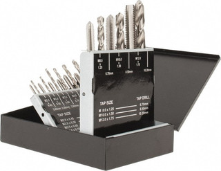 Value Collection Tap & Drill Set: M2.5 x 0.45 to M12 x 1.75 Taps, 2.05 ...