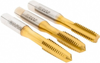 Greenfield Threading Tap Set: 3/16-16 UNC, 4 Flute, Bottoming Plug ...