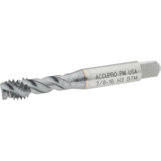 Accupro Spiral Flute Tap: 3/8-16 UNC, 3 Flutes, Modified Bottoming, 3B ...