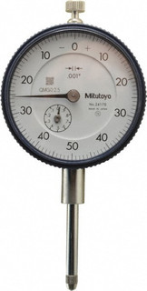 Mitutoyo Dial Drop Indicator: 1" Range, 0-50-0 Dial Reading, 0.001" Graduation, 2-1/4" Dial Dia ...