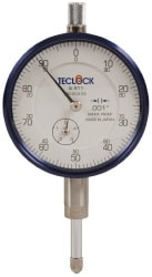 Teclock Dial Drop Indicator: 0.5" Range, 0-100 Dial Reading, 0.001" Graduation, 2-11/64" Dial ...
