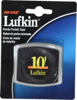 Lufkin Tape Measure: 10 ft. Long, 1/4" Width, Yellow Blade 1/16 & 1/32 ...