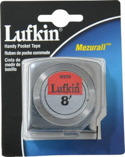 Lufkin Tape Measure: 8 ft. Long, 1/2" Width, Yellow Blade 1/16 & 1/32 ...