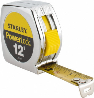 Stanley Tape Measure: 12 ft. Long, 3/4" Width, Yellow Blade Inch ...
