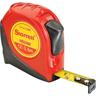 Starrett Tape Measure: 12 ft. Long, 1/2" Width, Yellow Blade 1/16 ...