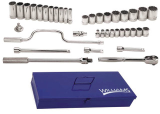 Williams Industrial Tools 38 pc 1/2" Drive 12-Point SAE Shallow and ...