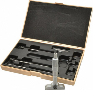Mitutoyo Mechanical Depth Micrometer: 100 mm Range, 4 Rod, Satin Chrome ...