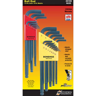 Bondhus Balldriver L-Wrench Set BLX22, Inch/Metric Balldriver L-Wrench ...