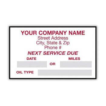 Custom Service Reminder Stickers | Auto Service Repair Shops
